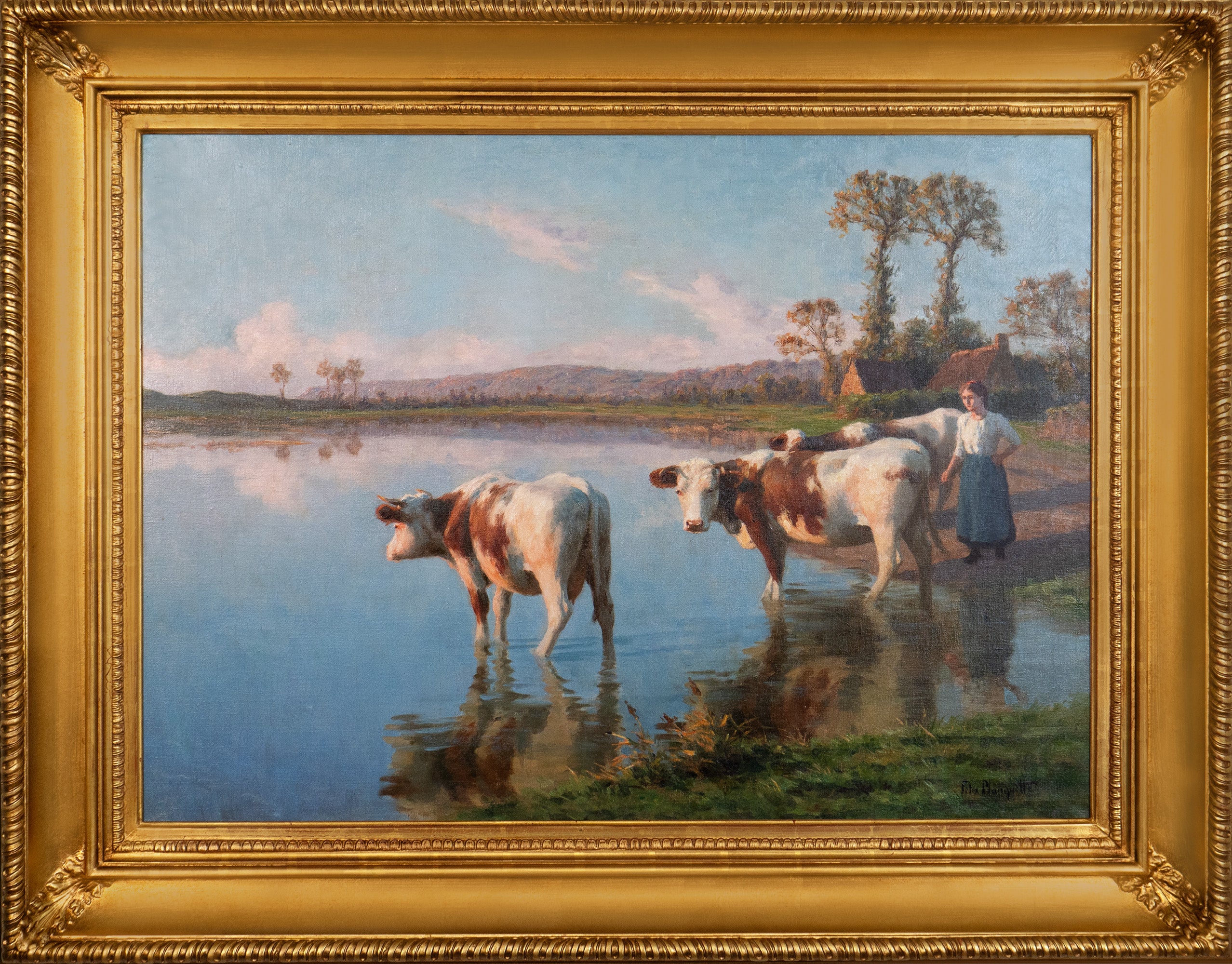 Cows in a Stream by Félix Planquette – Anthonys Fine Art & Antiques
