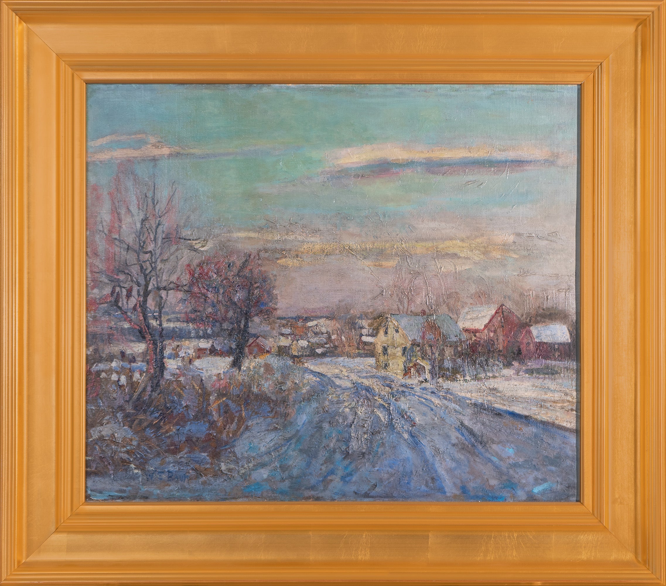A Snowy Town Street Scene by Walter Emerson Baum (American, 1884-1956 ...