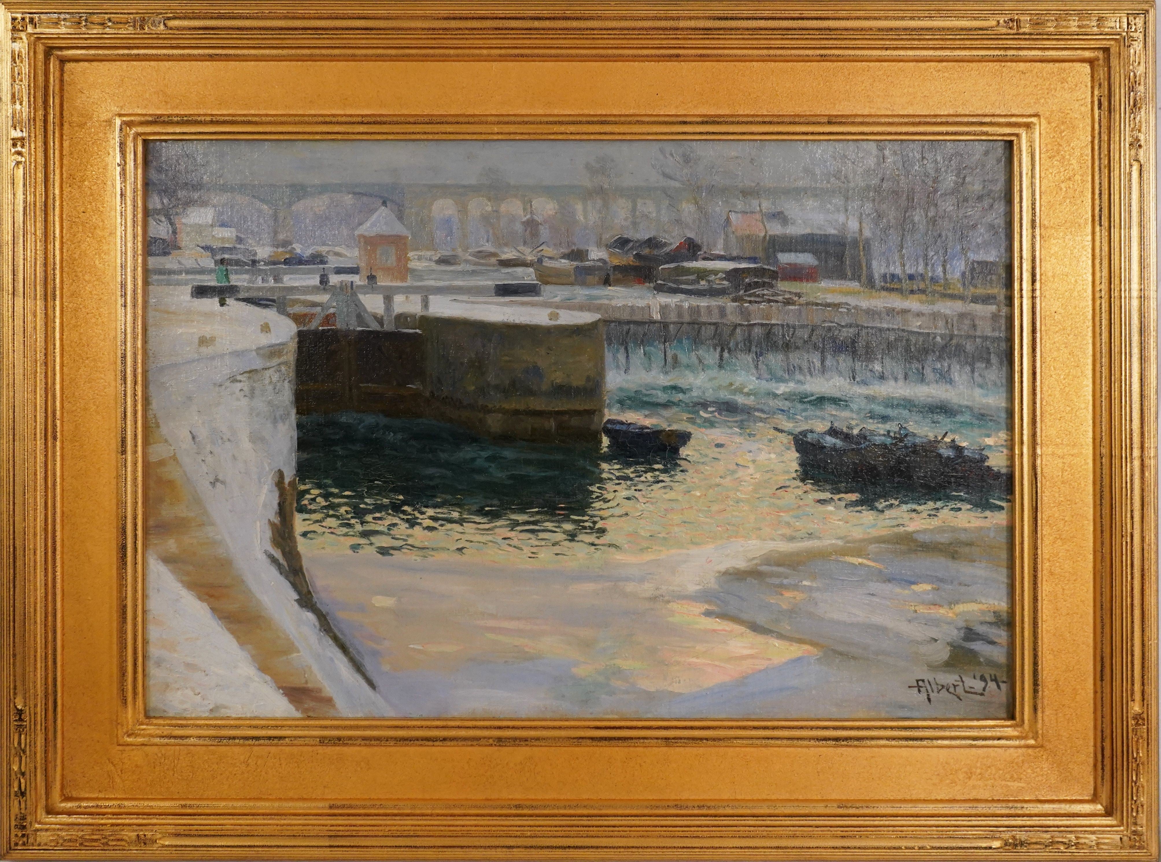 Parisian Locks in Winter by Gustaf Albert – Anthonys Fine Art & Antiques