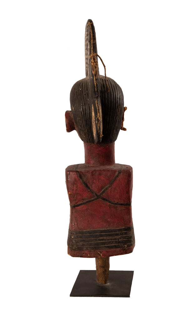 Ivory Coast Baule female ancestral figure in carved red and black poly ...